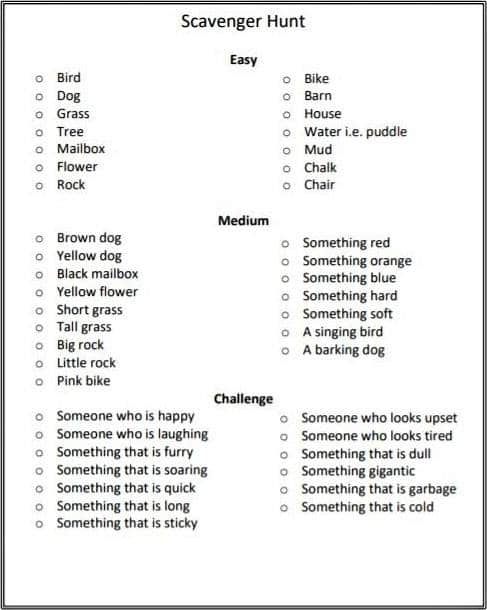 Speech Outdoors: Scavenger Hunt | Joe's Kids